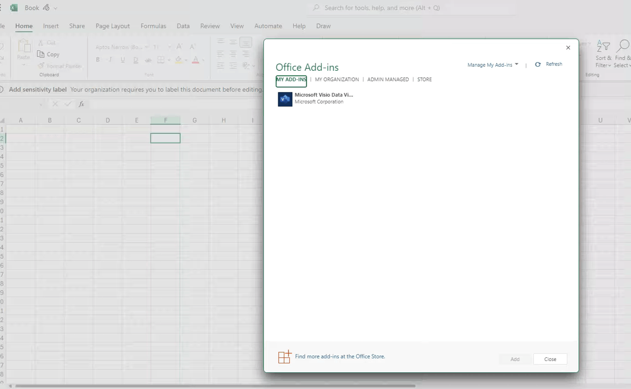 Visio Data Visualizer cannot be added as add-in in Excel - Microsoft Q&A