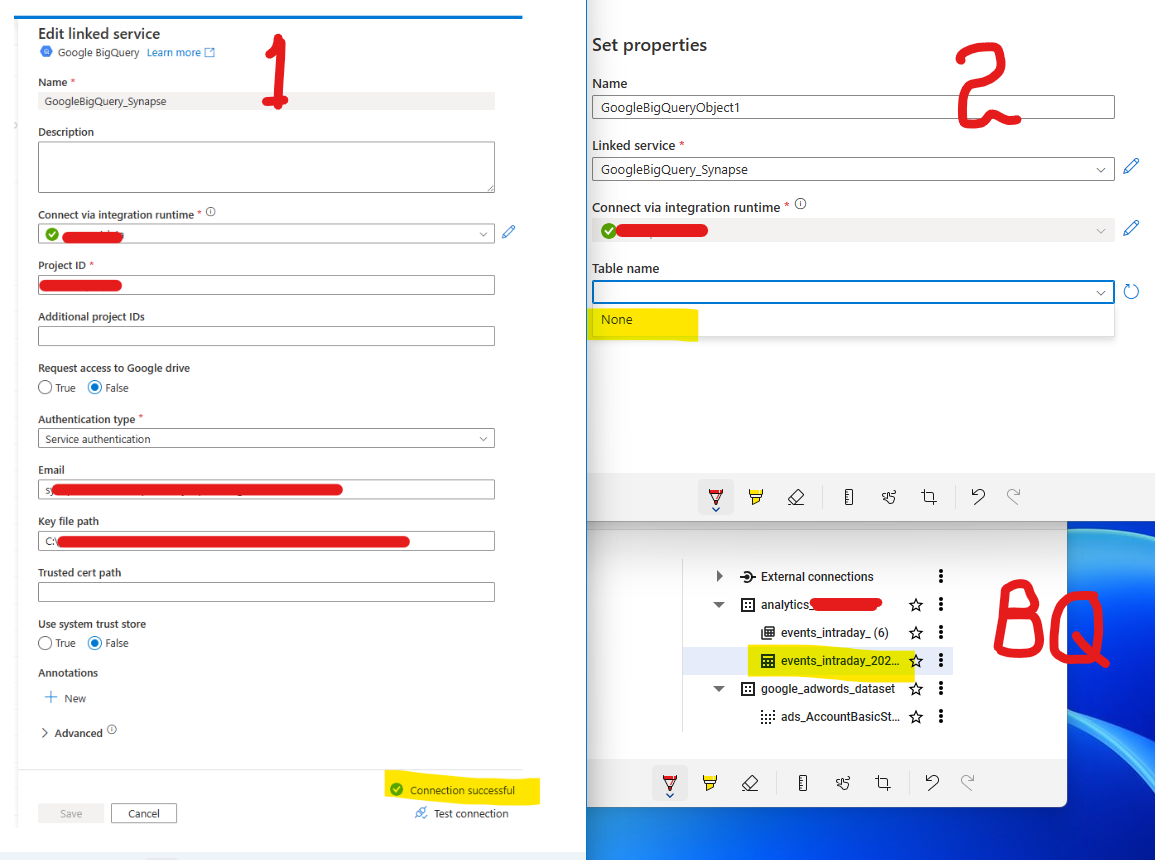Tables Not Showing For Big Query Connector In Adfsynapse Microsoft Qanda 