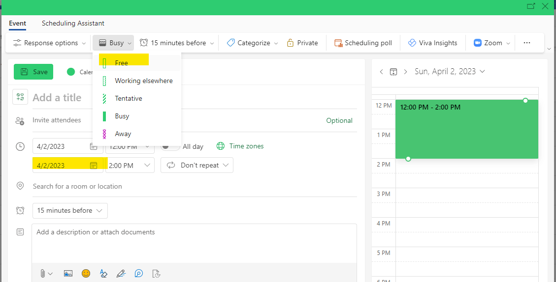 My outlook shows specific time busy but I'm not busy. - Microsoft Q&A