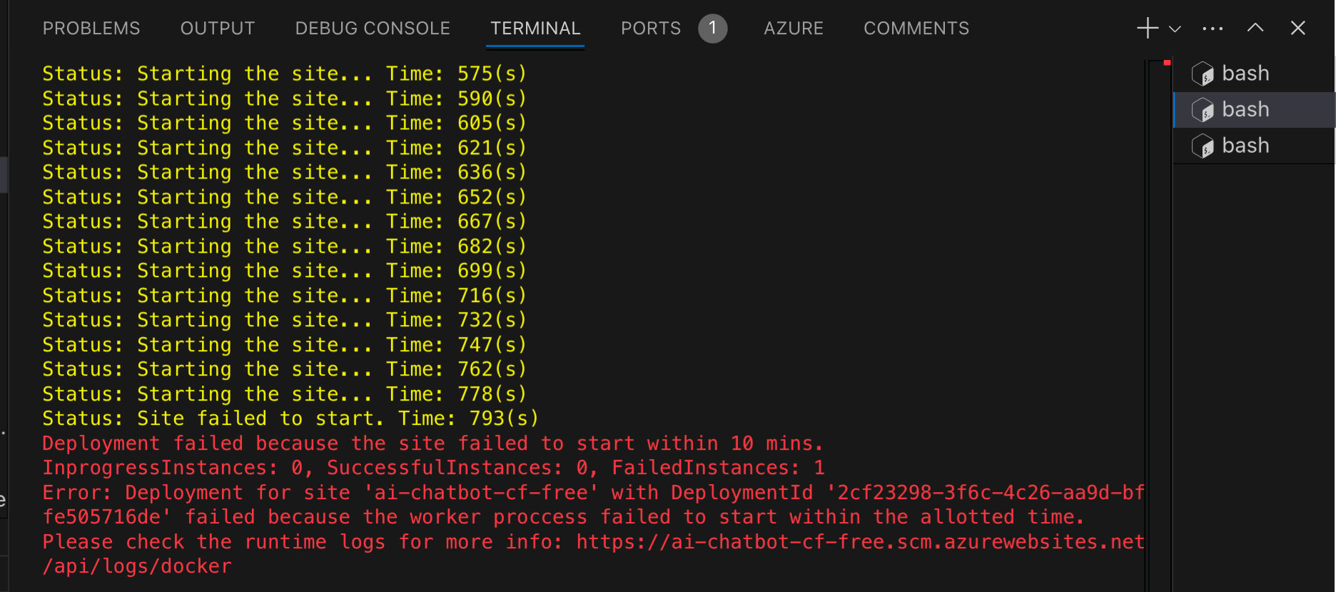 Azure Web App Deployment: Worker Process Failed to Start - Microsoft Q&A