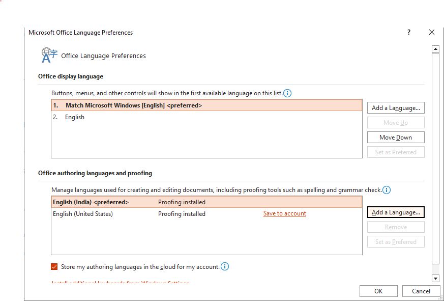 The language of my entire user interface within word and in office365 itself keeps reverting ...