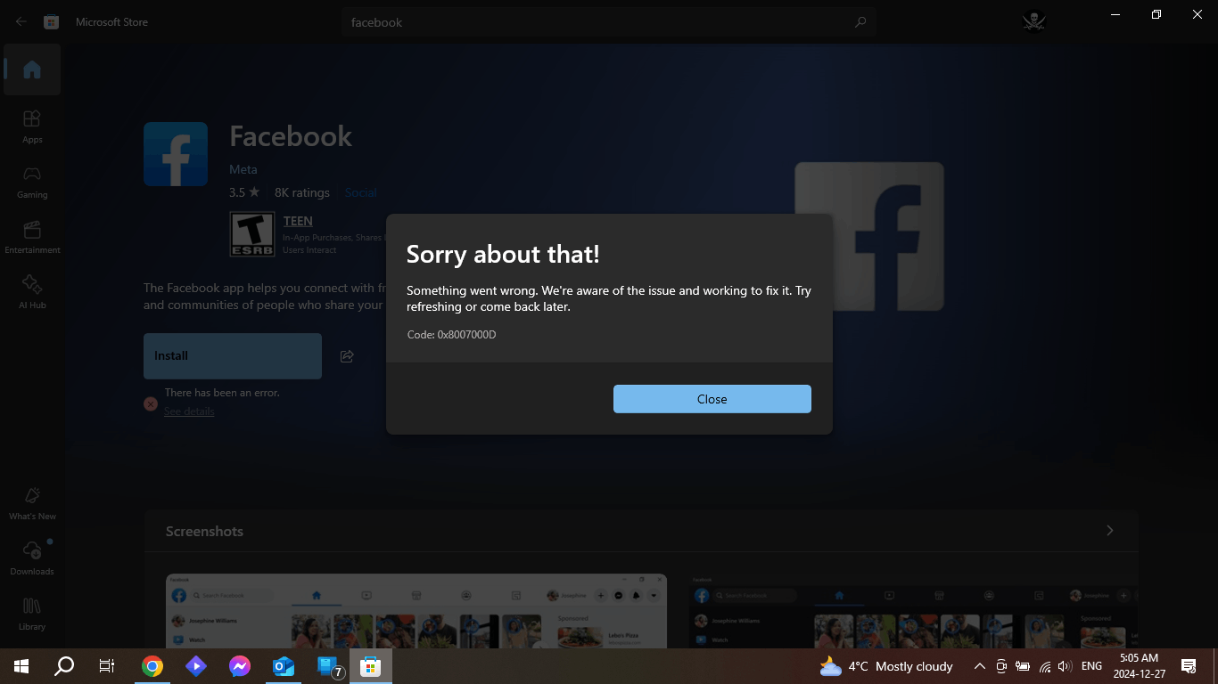 Why can't I download Facebook on the Microsoft store? I have Windows 10 ...