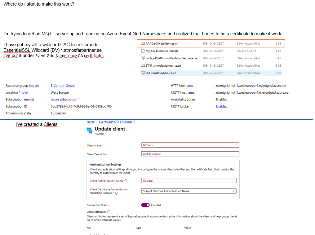 Mqtt Server På Azure Event Grid Namespace Conect Withe Ssl Microsoft Qanda