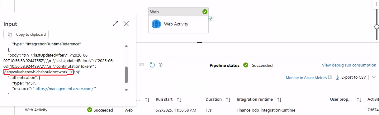 ADF Resource Manager ContinuationToken not working - Microsoft Q&A