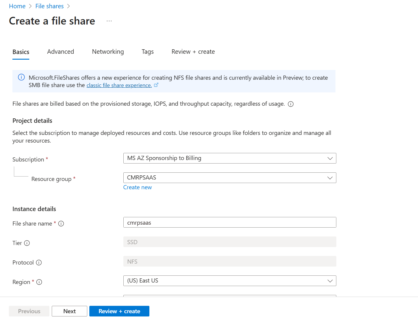 File Share not able to create - Microsoft Q&A