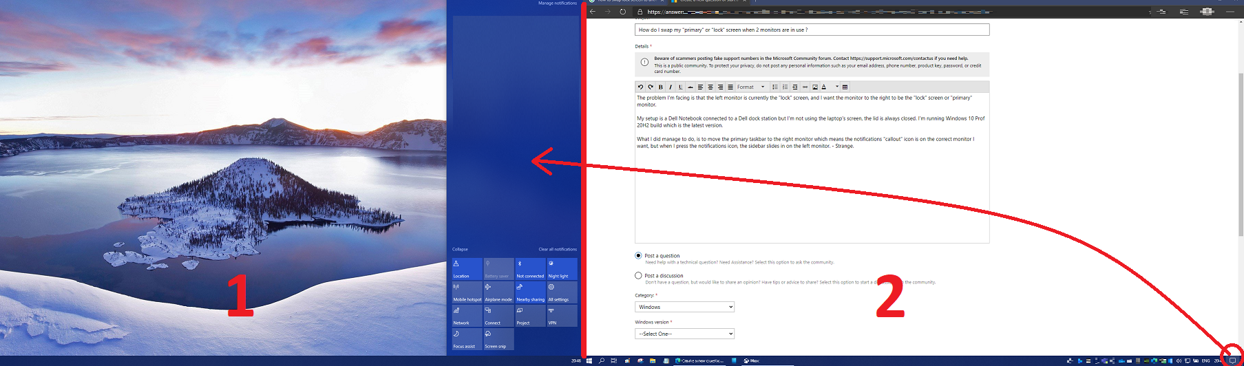How do I swap my "primary" or "lock" screen when 2 monitors are in use ...