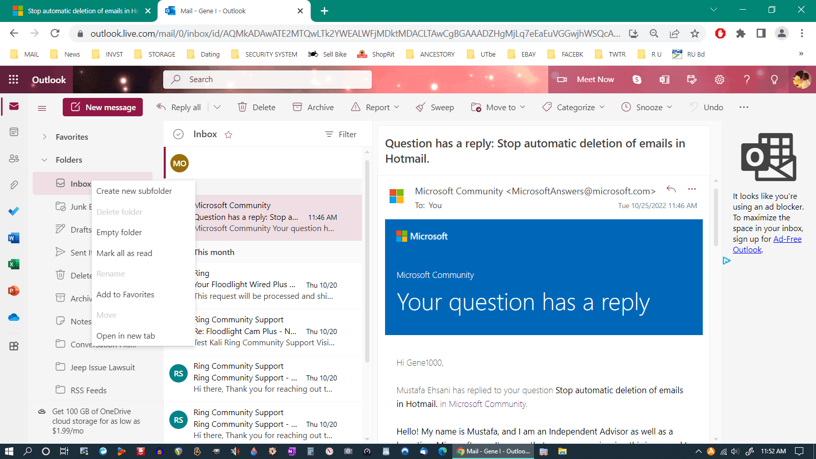 Stop automatic deletion of emails in Hotmail. - Microsoft Q&A