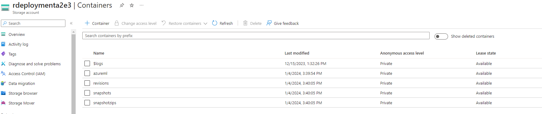 confusion about the containers name in Azure storage account and Azure ...