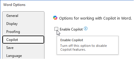 how to turn off copilot in word - Microsoft Q&A