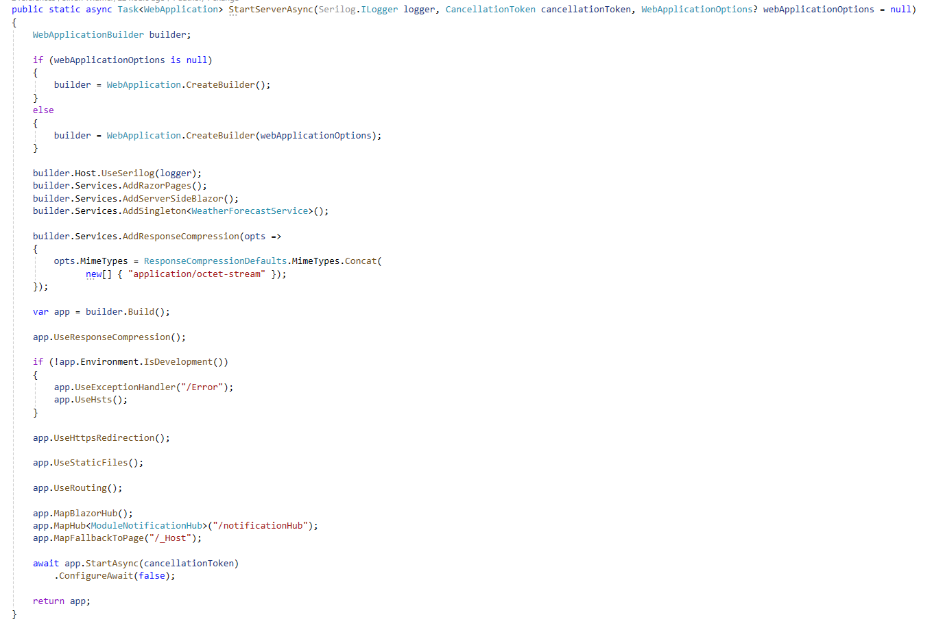 How to reference BlazorSignalRApp in a VS-Solution and start BlazorApp from console program ...