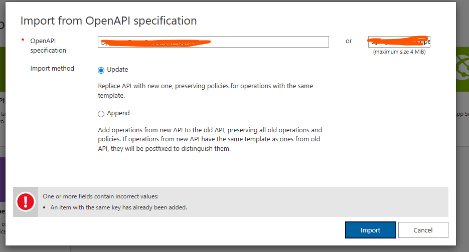 Unable To Import V2 Version From A Dev Api To Staging Api V2 