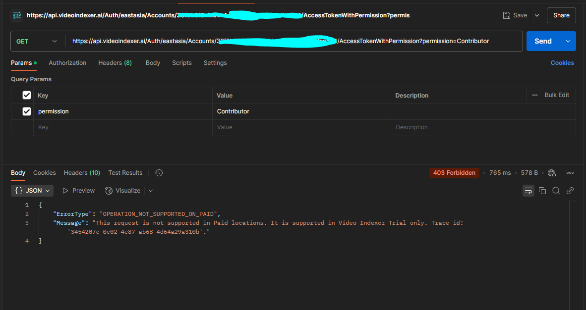 Getting Issue While Generating Access token for AI video indexer ... Getting Issue While Generating Access token for AI video indexer ...