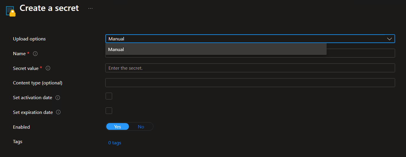 Unable to see 'Import' button in Key Vault secret option - Microsoft Q&A