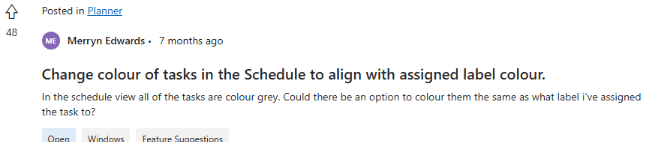 In Microsoft Planner Schedule view, can you select how the tasks show ...