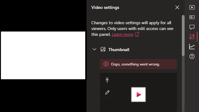 Viva Engage presenting 'Oops, something went wrong' error when changing ...