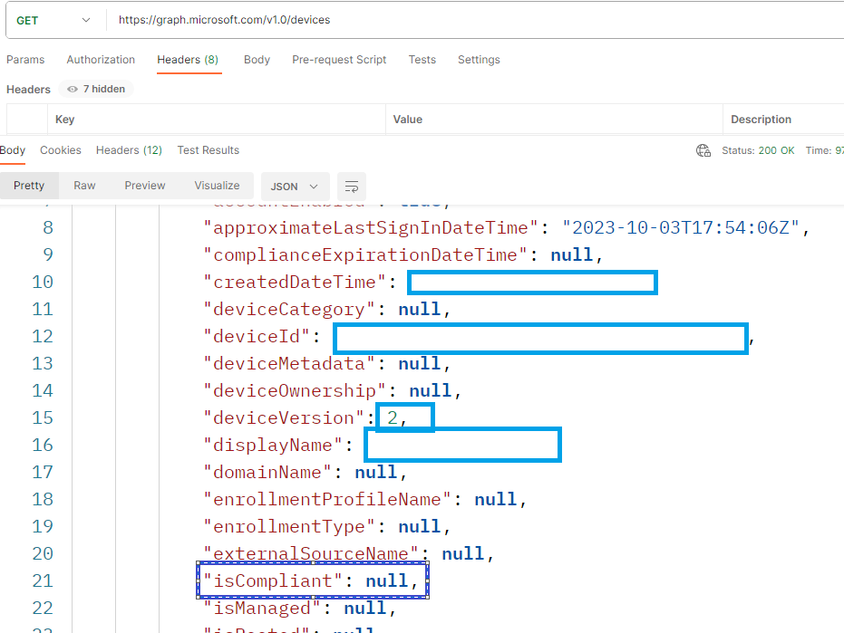 Property "isCompliant" of Device is not returned in DELTA QUREY - Microsoft Q&A