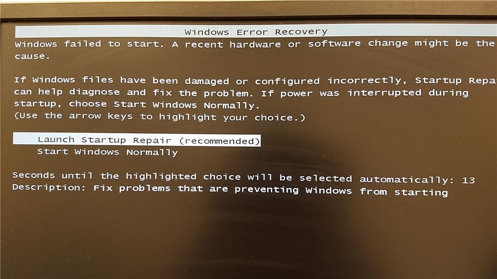 windows error recovery - Microsoft Q&A
