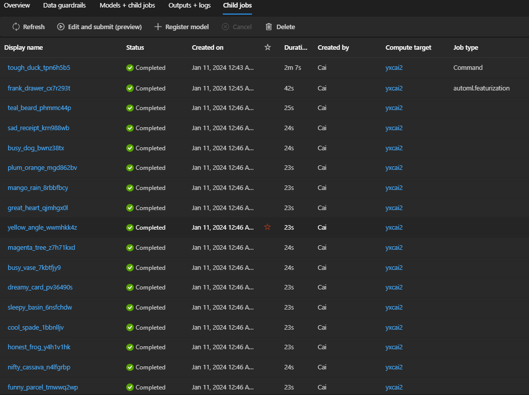 display name in Azure auto ML child jobs - Microsoft Q&A