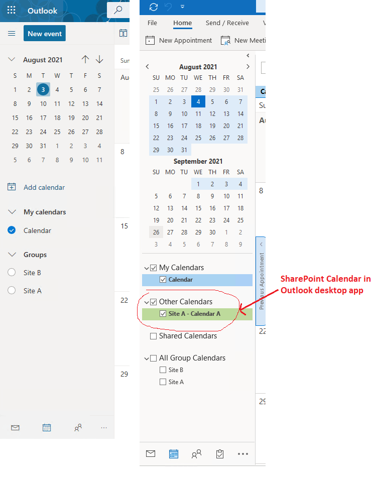 Syncing/Connecting Sharepoint calendar to Outlook online - Microsoft Q&A