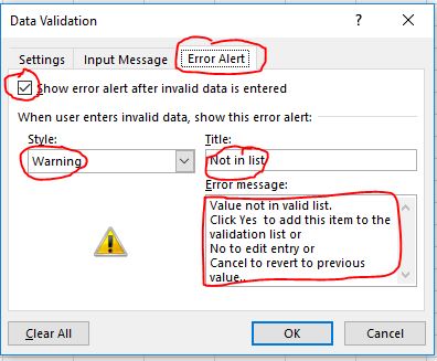 Data Validation error message - Microsoft Q&A