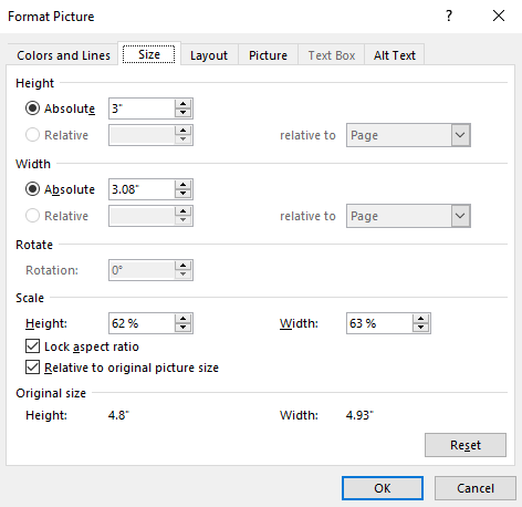 Office 365 student, how do you make the lock aspect ratio for pictures ...