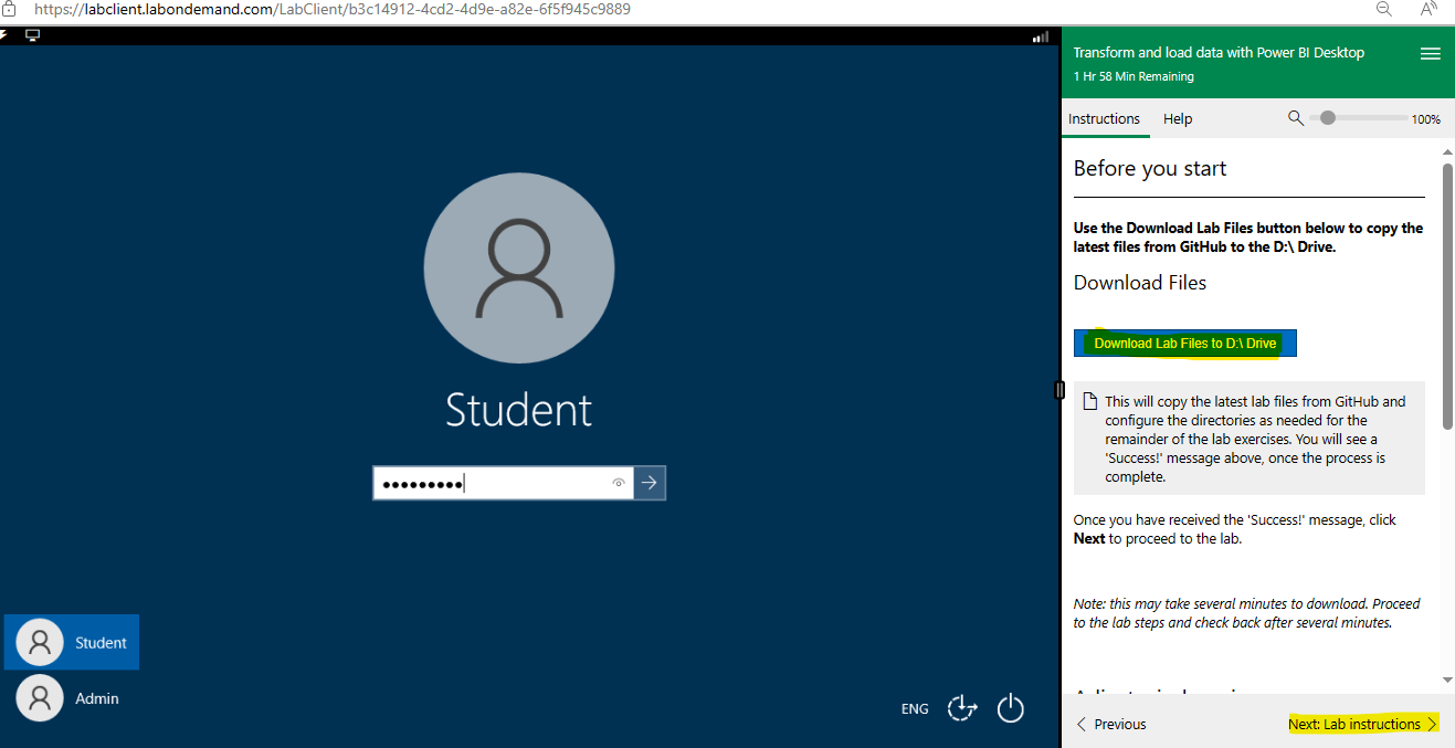 PL-300 Transform lab no files in D: drive - Microsoft Q&A