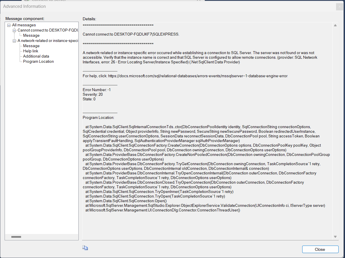 Problem accessing SQL Server on local maskin - Microsoft Q&A Problem accessing SQL Server on local maskin - Microsoft Q&A