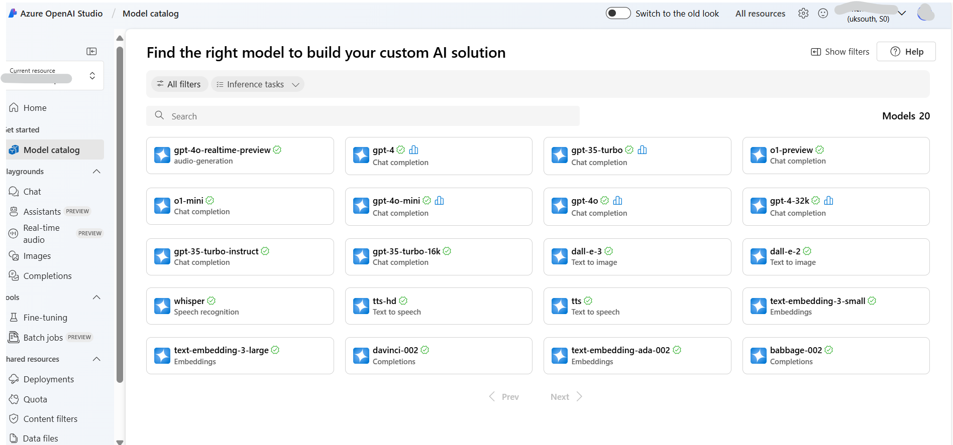 No models in Azure OpenAI studio model catalog - Microsoft Q&A