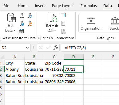 Converting 9 digit zip codes to 5 digits in bulk - Microsoft Q&A