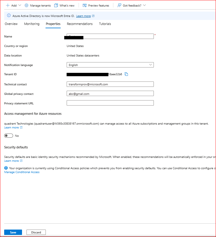 Tenant deletion prevented by not being able to change access to all Azure subscriptions and ...