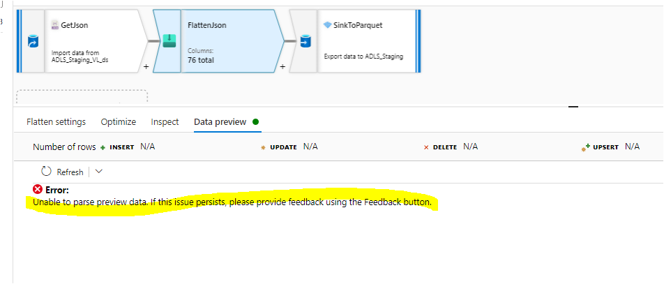 Unable to preview data in flatten activity in dataflow - Microsoft Q&A