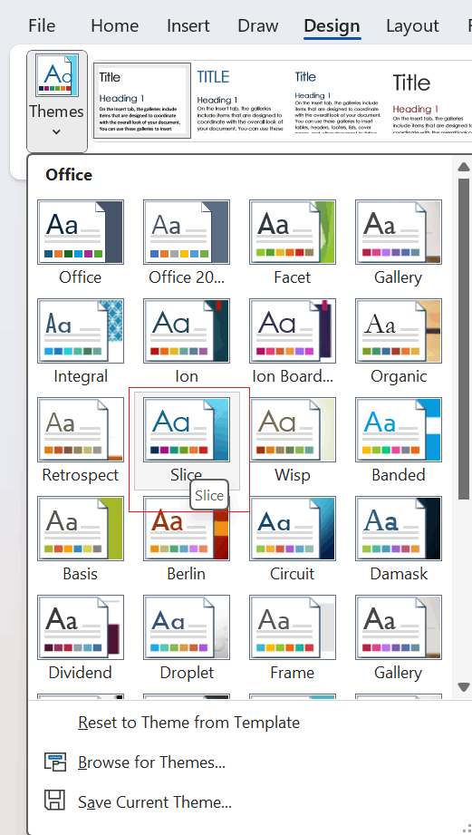 How to download slice theme in word - Download Themes - Microsoft Q&A