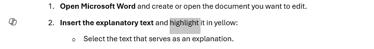 "Insert New Comment" bubble / icon shows when highlighting text ...