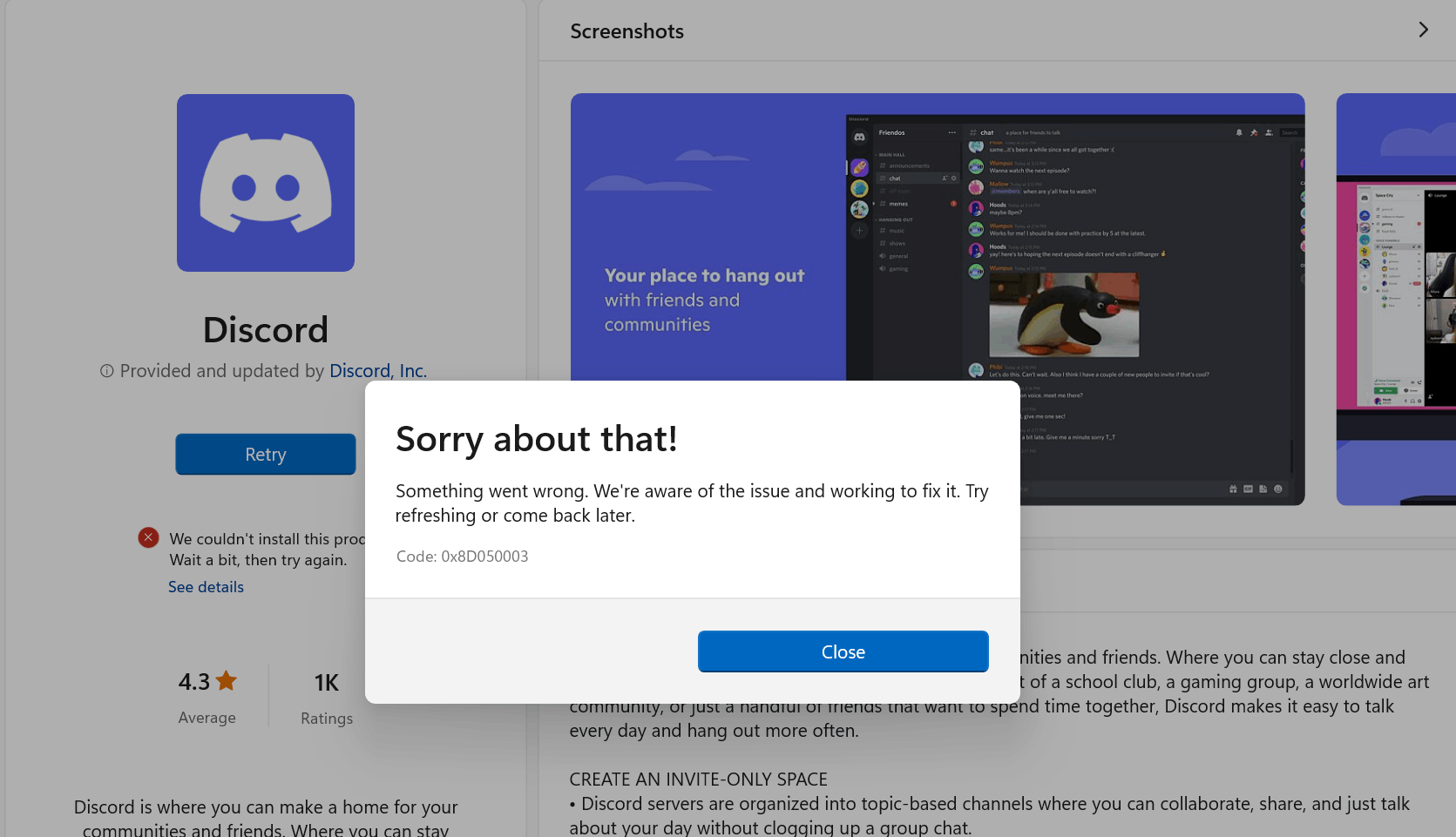 Cannot install Discord - Microsoft Q&A