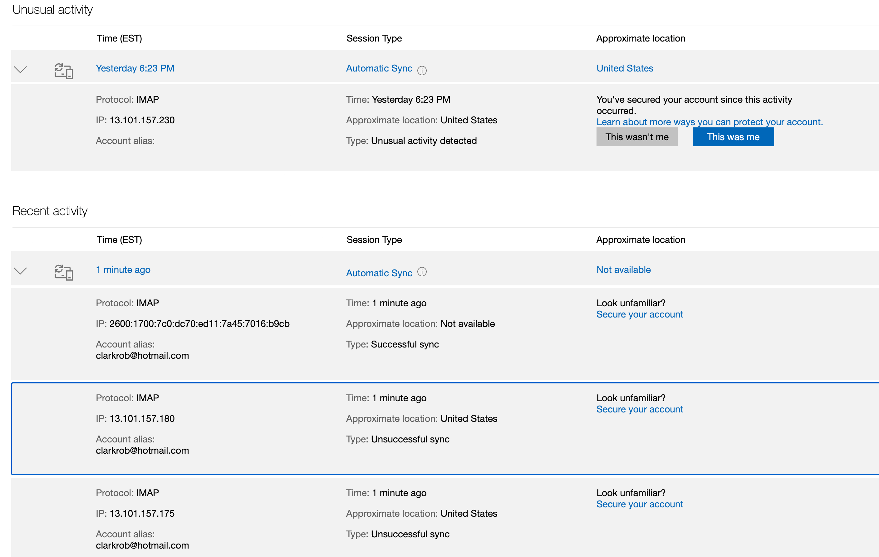 Why are microsoft data center IP addresses trying to sync my email ...