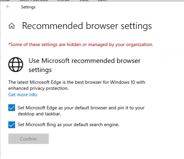 Recommended Browser Settings - in Windows 10 Settings - Microsoft Q&A