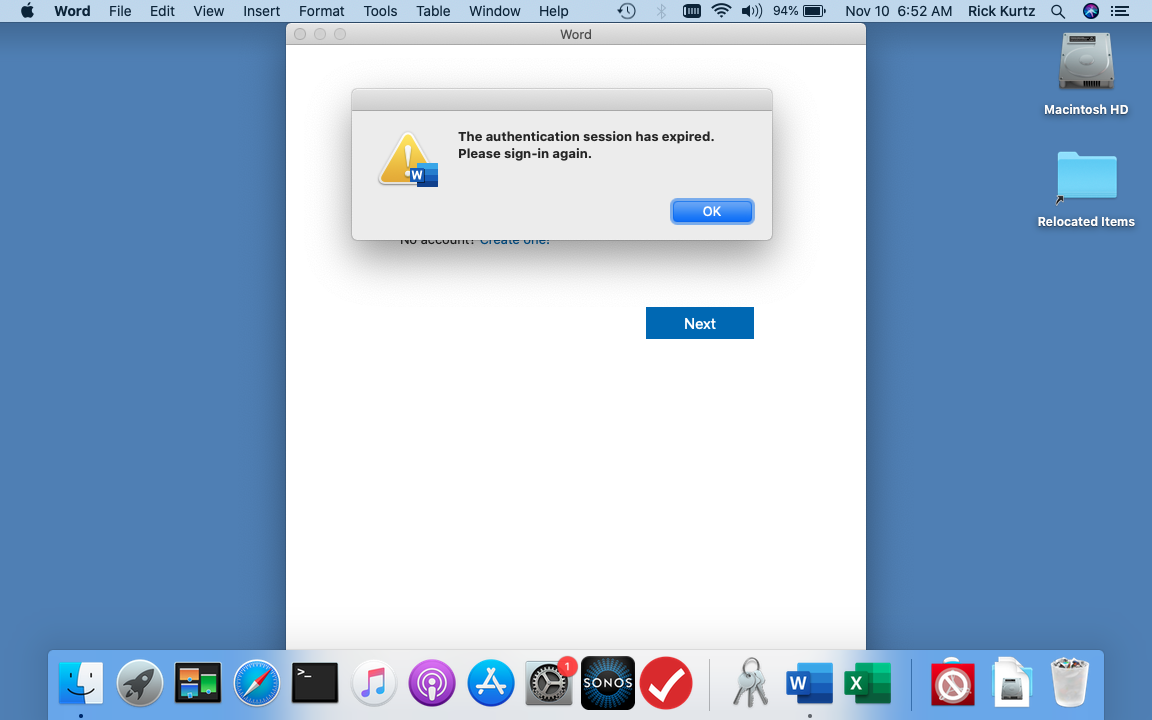 The authentication session has expired. Please sign-in again ...