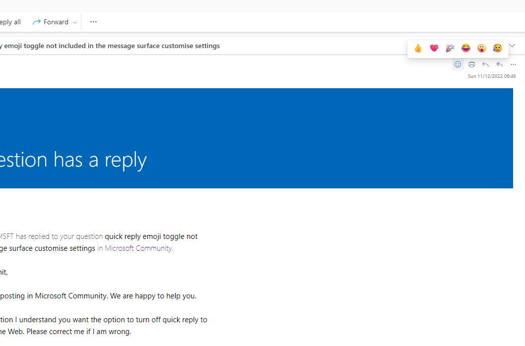 quick reply emoji toggle not included in the message surface customise ...