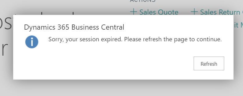 Dynamics 365 Business Central Sorry, your session expired. Please ...