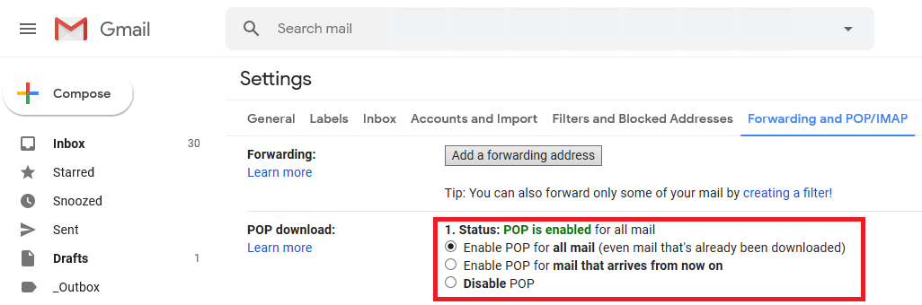POP & IMAP settings connecting to gmail - Microsoft Q&A