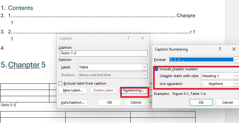 How to index table numbers with each section of document? - Microsoft Q&A