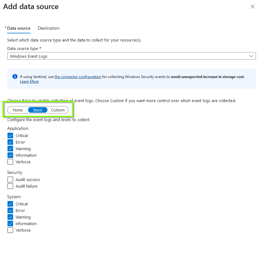 Data collection rules in Azure Monitor : Windows Event logs -> Customn - Microsoft Q&A