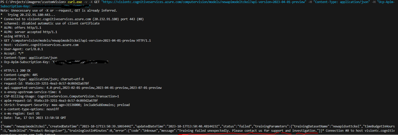 Training fails - custom product recognition - Microsoft Q&A