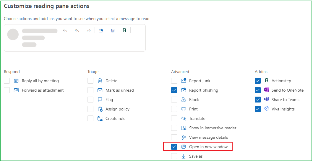New outlook open message in new window when double clicked - Microsoft Q&A