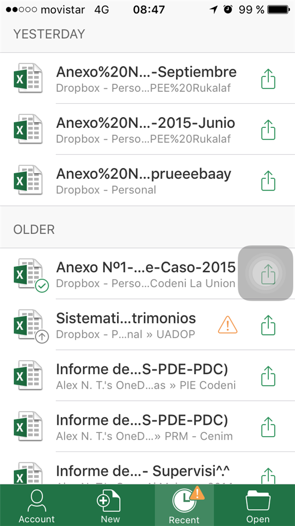 Microsoft office for ipad (IOS 9) strange symbols in recent documents ...