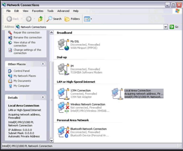 Network Connections on Control Panel - Microsoft Q&A