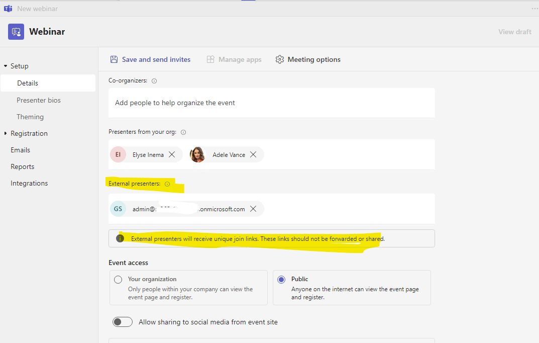 Teams Webinar Joining link - Microsoft Q&A