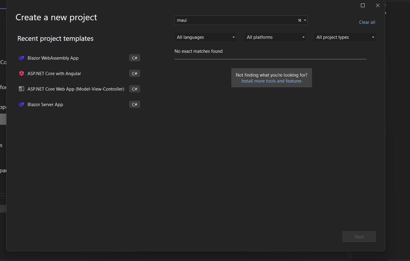 .net Maui is installed but is not shown in viusal studio 2022 ...