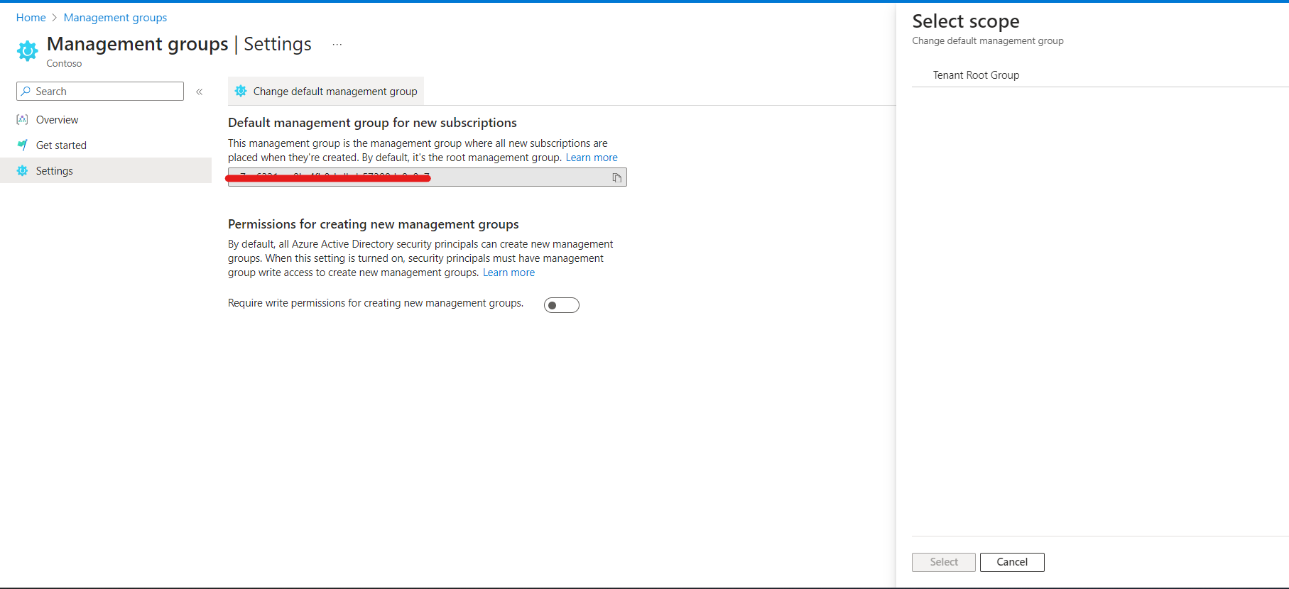 Not able to change the management root group tenant after having the ...