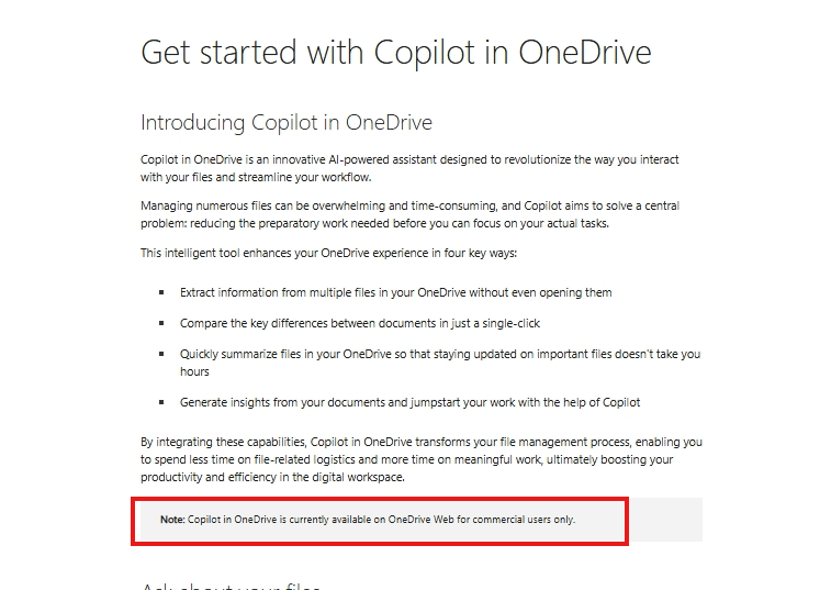 Missing Copilot option in the Onedrive Web app on my MacOS Sequoia 15.1 ...